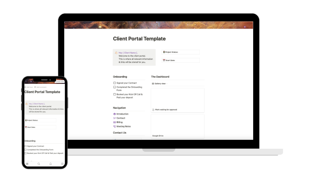 Client Portal Dashboard - Notion Template | TUGA